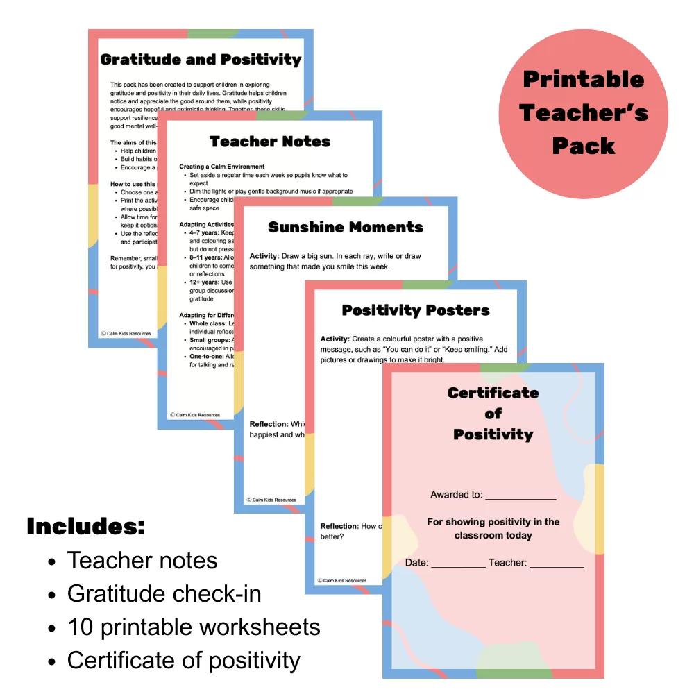 Teacher's Pack: Gratitude and Positivity - Calm Kids Resources