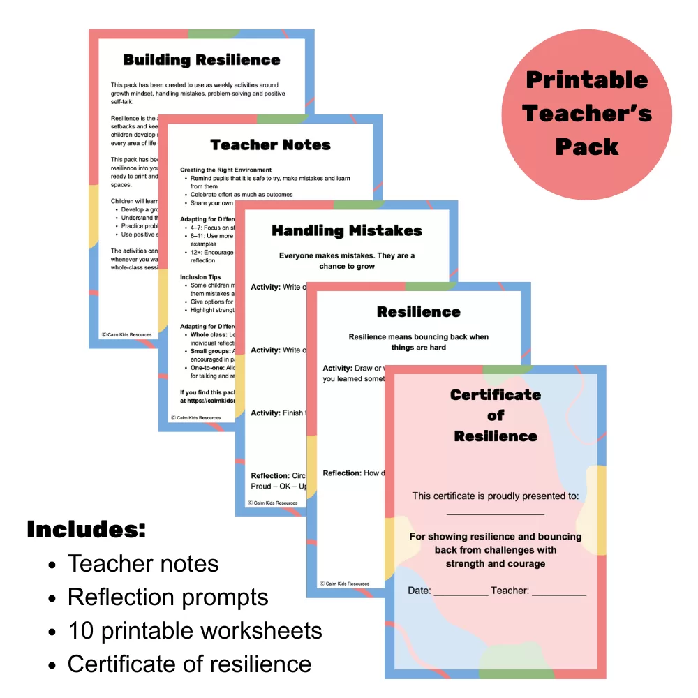 Teacher’s Pack: Building Resilience - Calm Kids Resources